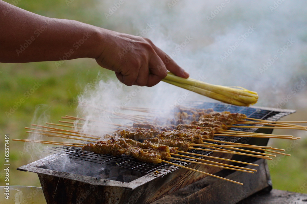 Grilled Satay, one of famous dishes for some countries in Asia ...