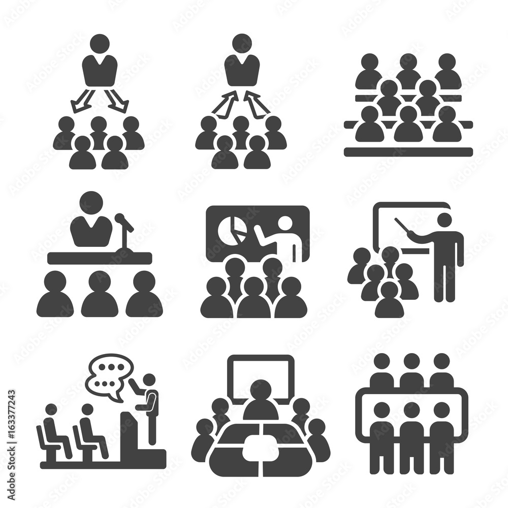 seminar,teaching,meeting icon set Stock Vector | Adobe Stock