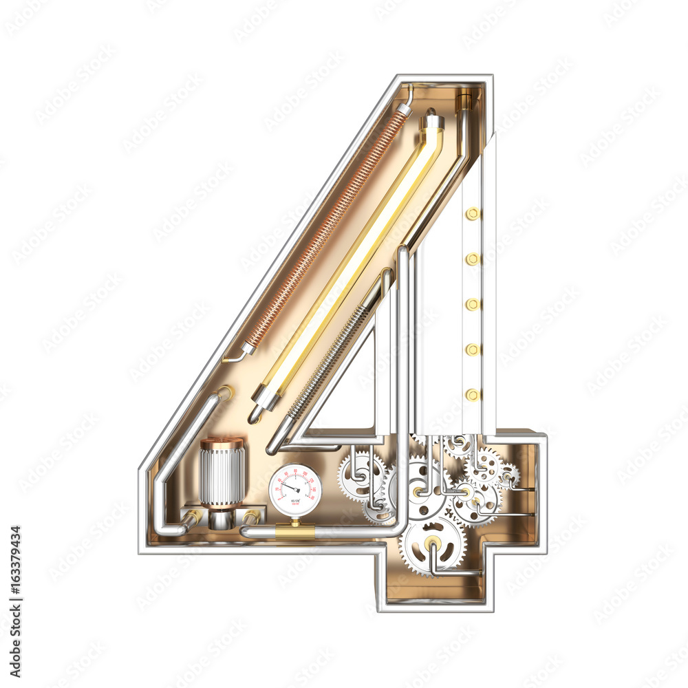 Mechanic alphabet ,number 4, clipping path. 3D illustration Stock Photo ...