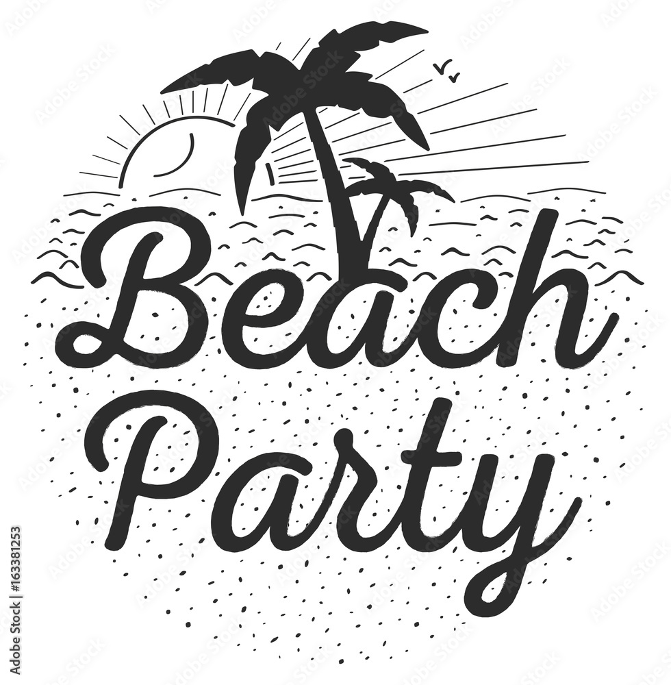 Vintage Beach Party Logo Stock Vector | Adobe Stock
