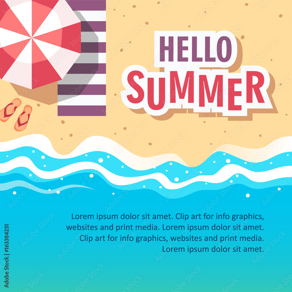 Hello summer concept vector illustration. Template for poster, banner ...