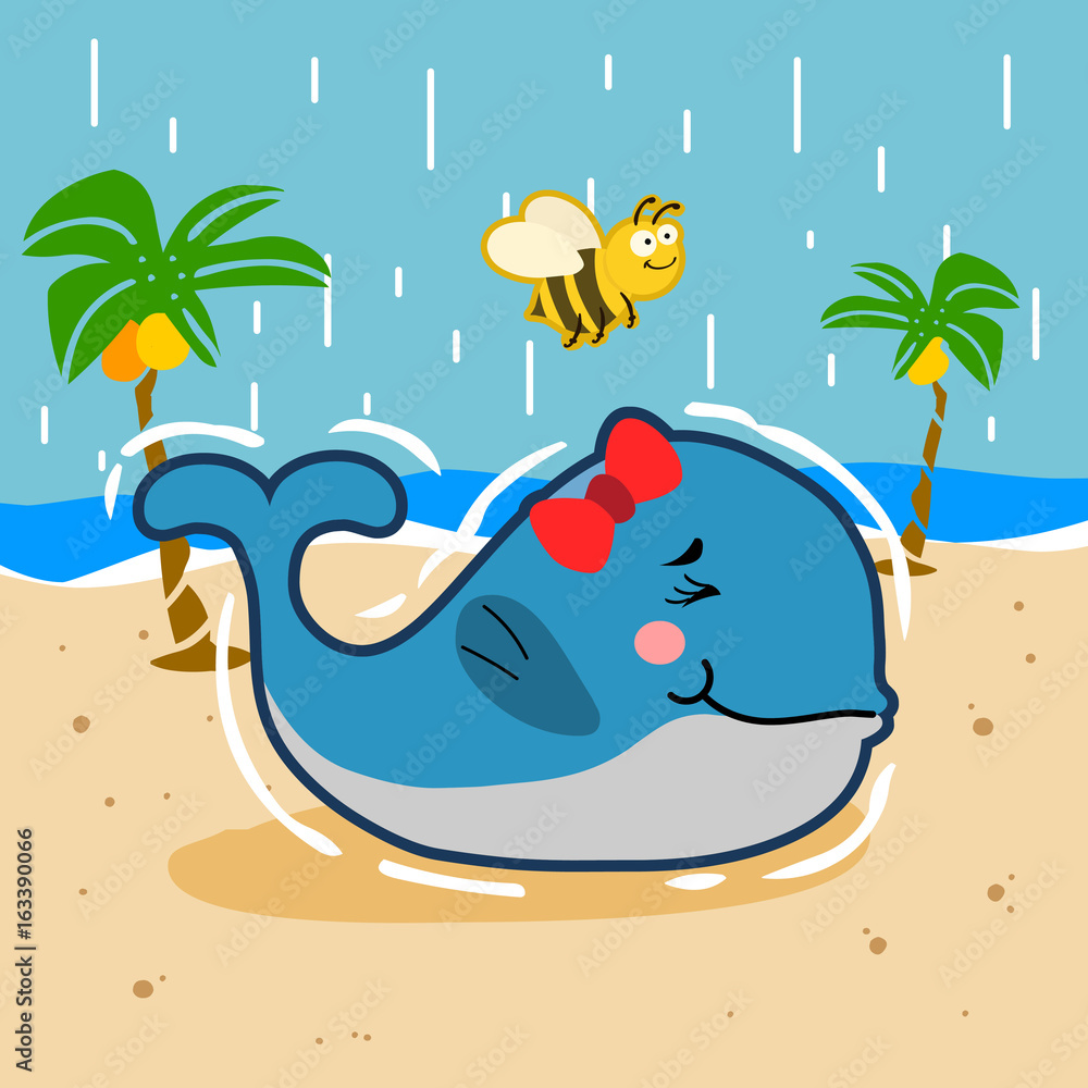 together in the beach. vector cartoon illustration Stock Vector | Adobe ...