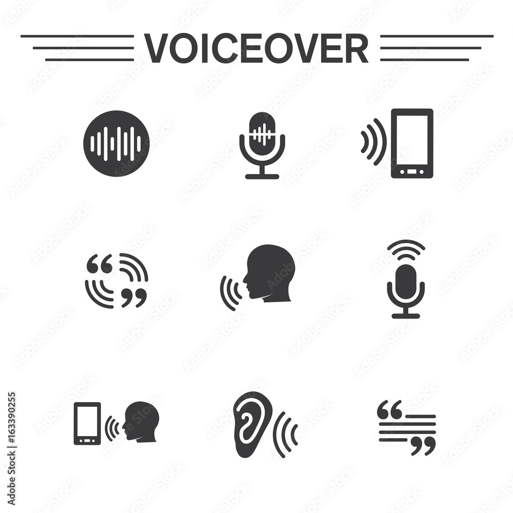Voiceover or Voice Command Icon with Sound Wave Images Stock Vector ...