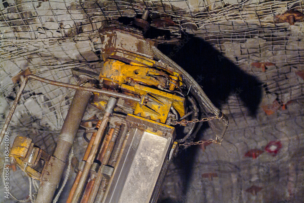 Underground Mining Drill Roof Bolter Equipment Close-up Stock Photo ...