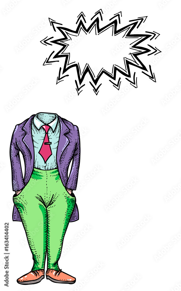 Cartoon image of headless man. An artistic freehand picture. Stock ...