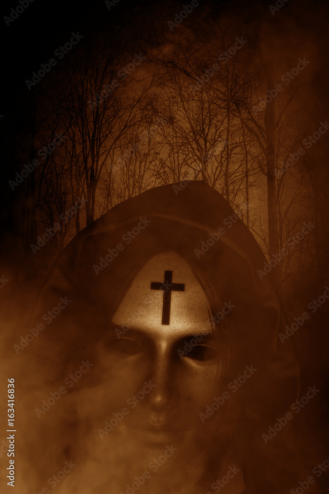 Satan in haunted forest,3d illustration,Horror concept background Stock ...
