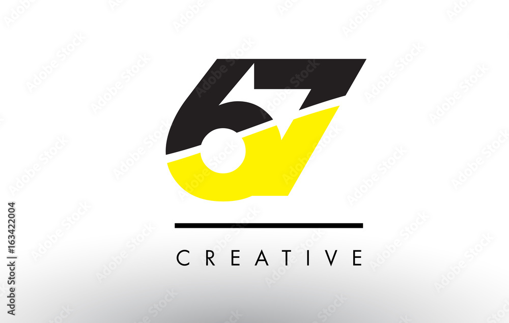 67 Black and Yellow Number Logo Design. Stock Vector | Adobe Stock