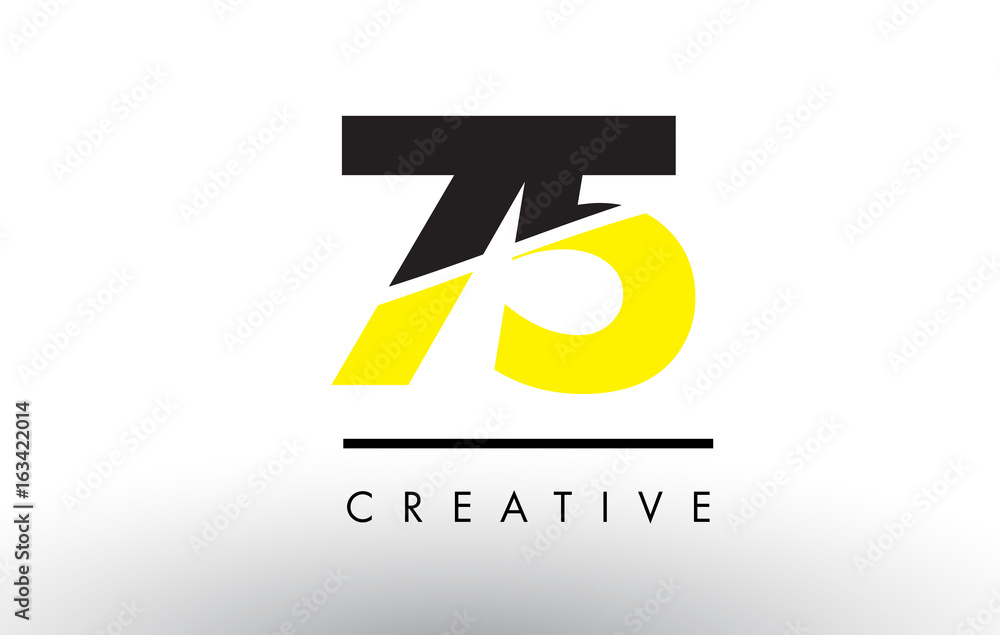 75 Black and Yellow Number Logo Design. Stock Vector | Adobe Stock