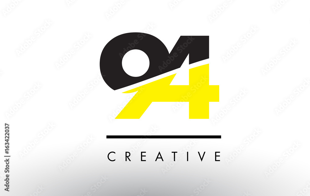 94 Black and Yellow Number Logo Design. Stock Vector | Adobe Stock