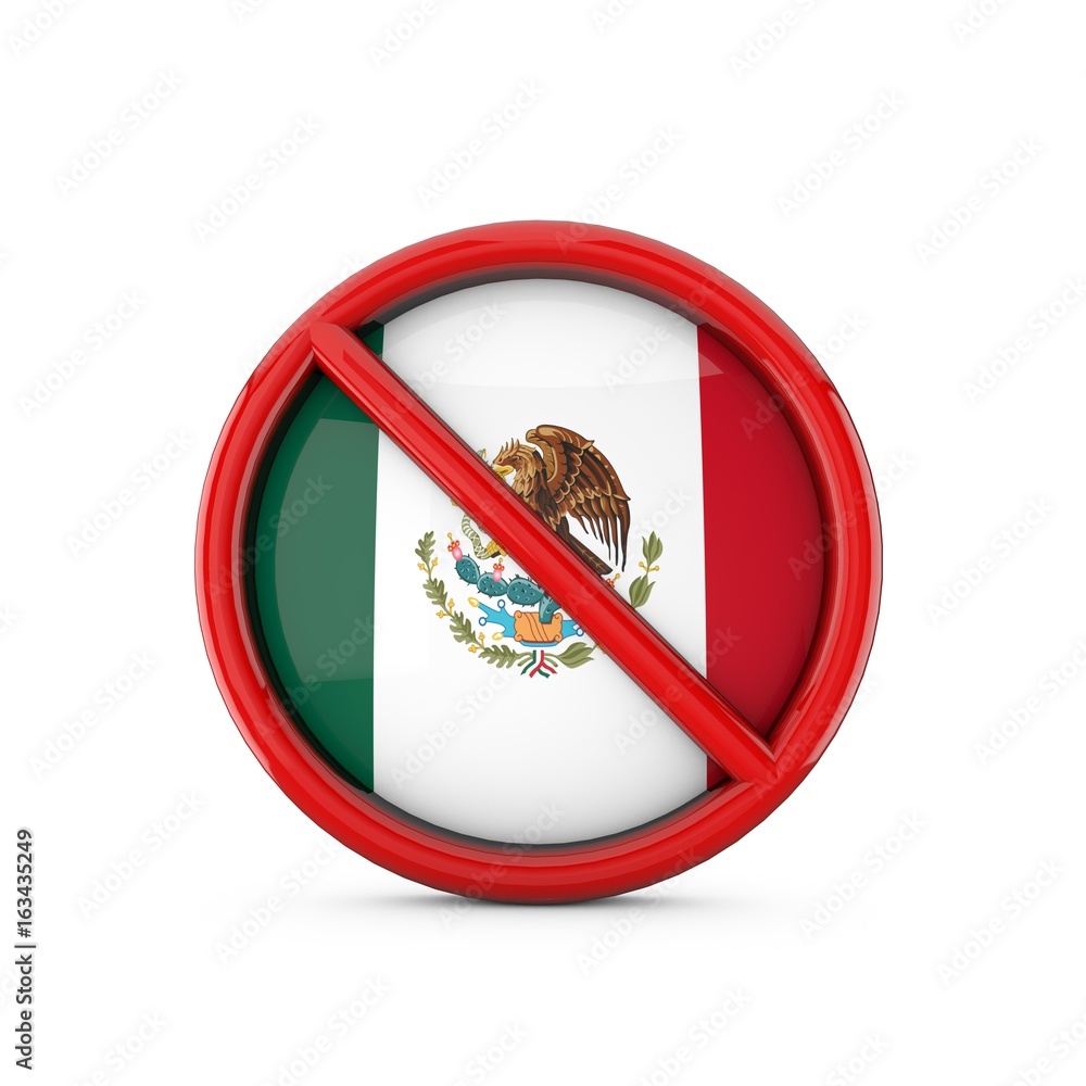 Mexico flag prohibited no entry symbol. 3D Rendering Stock Illustration ...