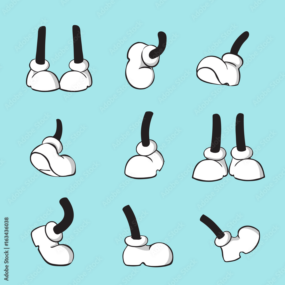 Cartoon leg collection, comical feet vector set Stock Vector | Adobe Stock