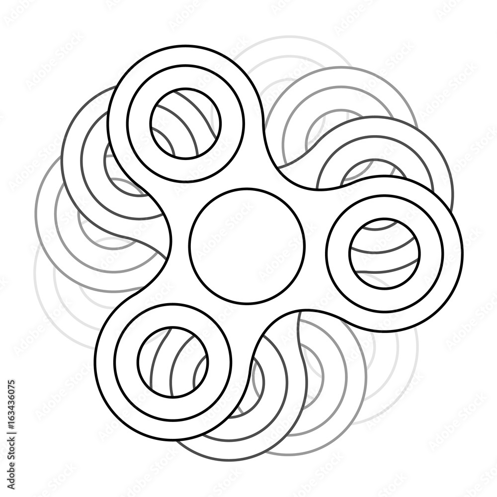 Black Fidget Spinner Silhouette Rotating Isolated - Hand Spinner Stock ...