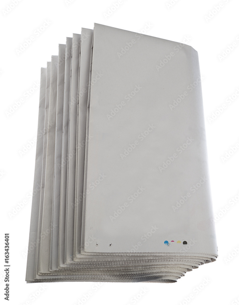 Blank newspaper with CMYK profile isolated on white background. Stock ...