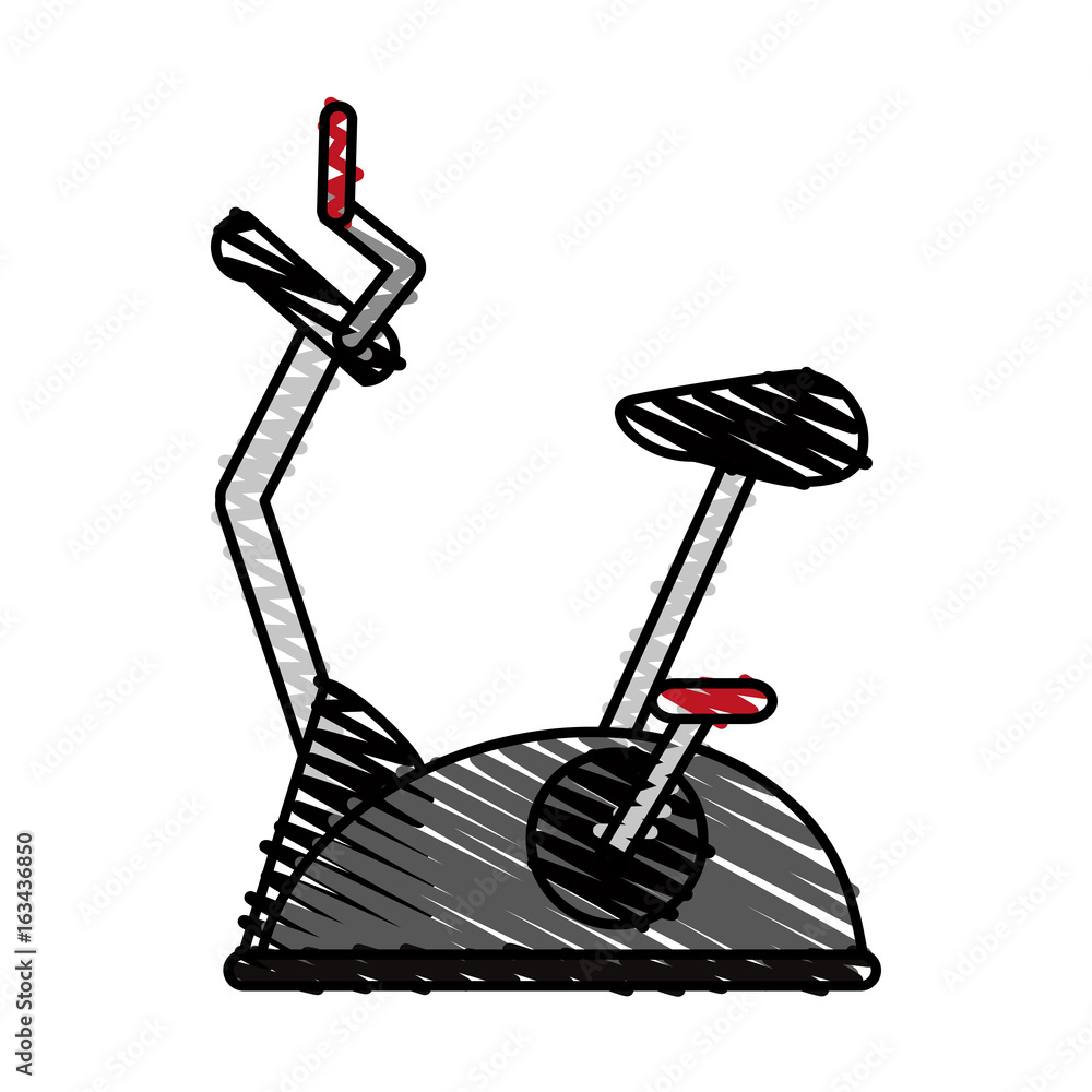 spinning bike doodle over white background vector illustration Stock ...