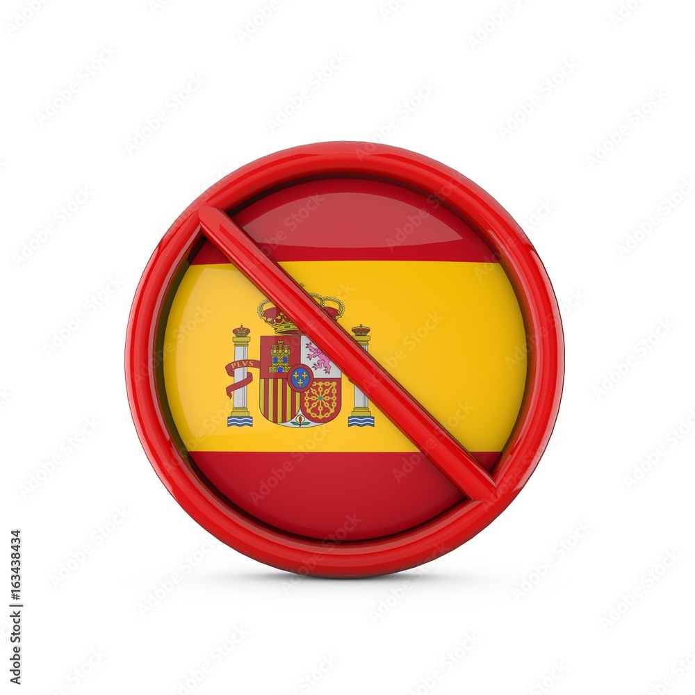 Spain flag prohibited no entry symbol. 3D Rendering Stock Illustration ...