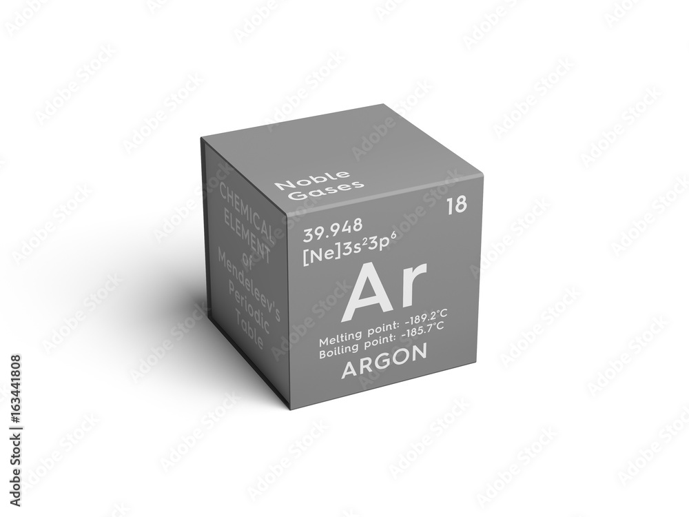 Argon. Noble gases. Chemical Element of Mendeleev's Periodic Table ...