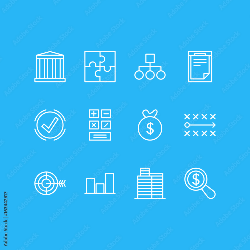 Vector Illustration Of 12 Management Icons. Editable Pack Of Solution ...
