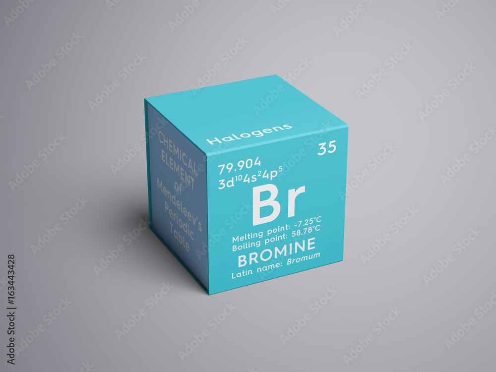 Bromine. Bromum. Halogens. Chemical Element of Mendeleev's Periodic ...