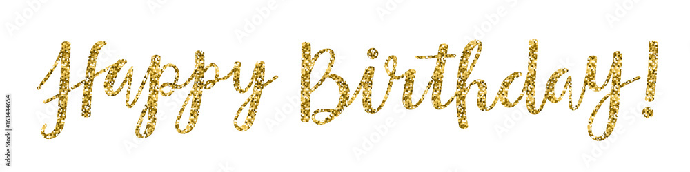 "HAPPY BIRTHDAY" Hand Lettering Banner in Gold Glitter Stock Vector ...