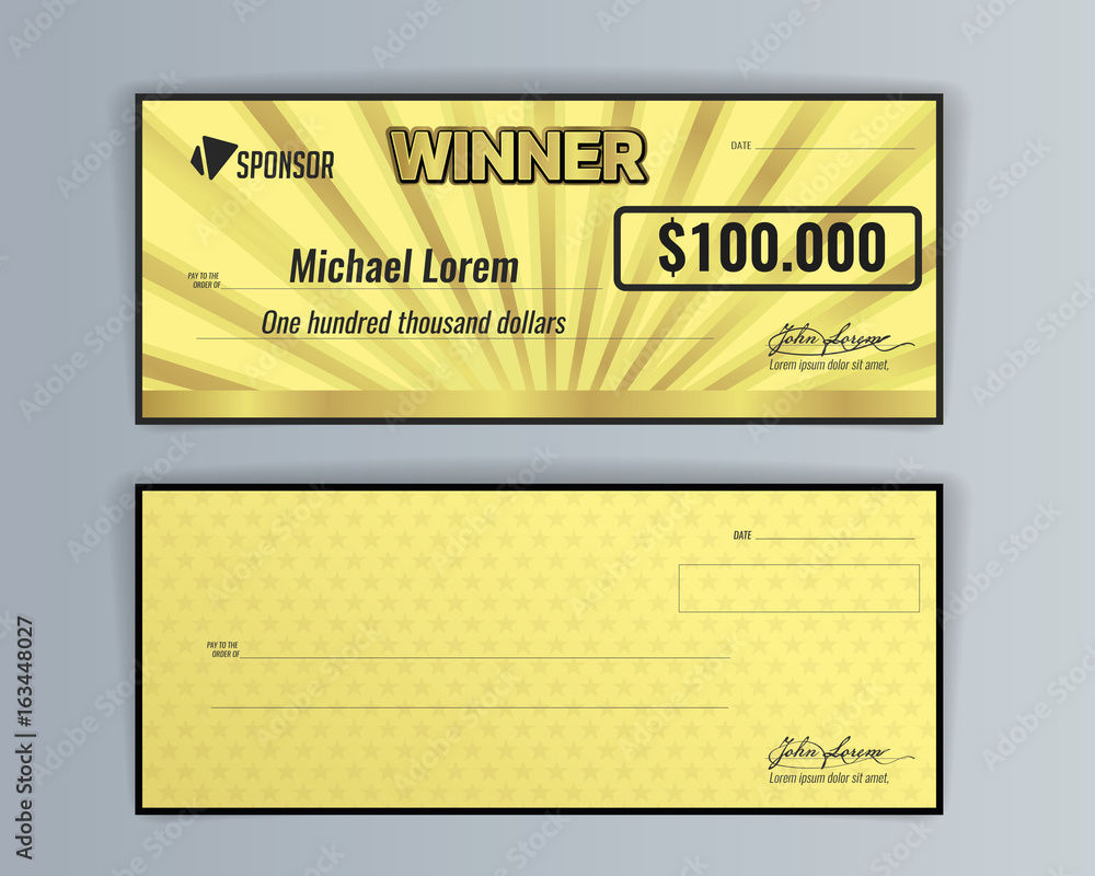 Design template for award winning check. Vector เวกเตอร์สต็อก | Adobe Stock