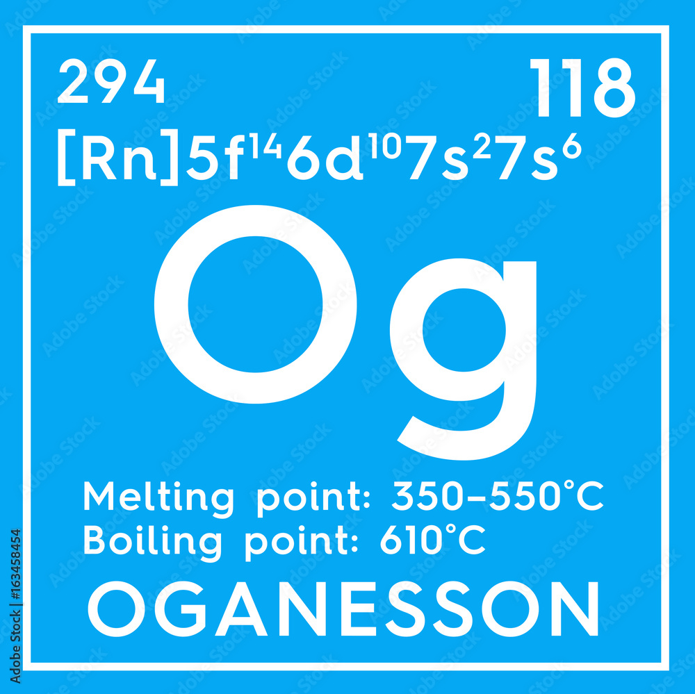 Oganesson. Noble gases. Chemical Element of Mendeleev's Periodic Table ...
