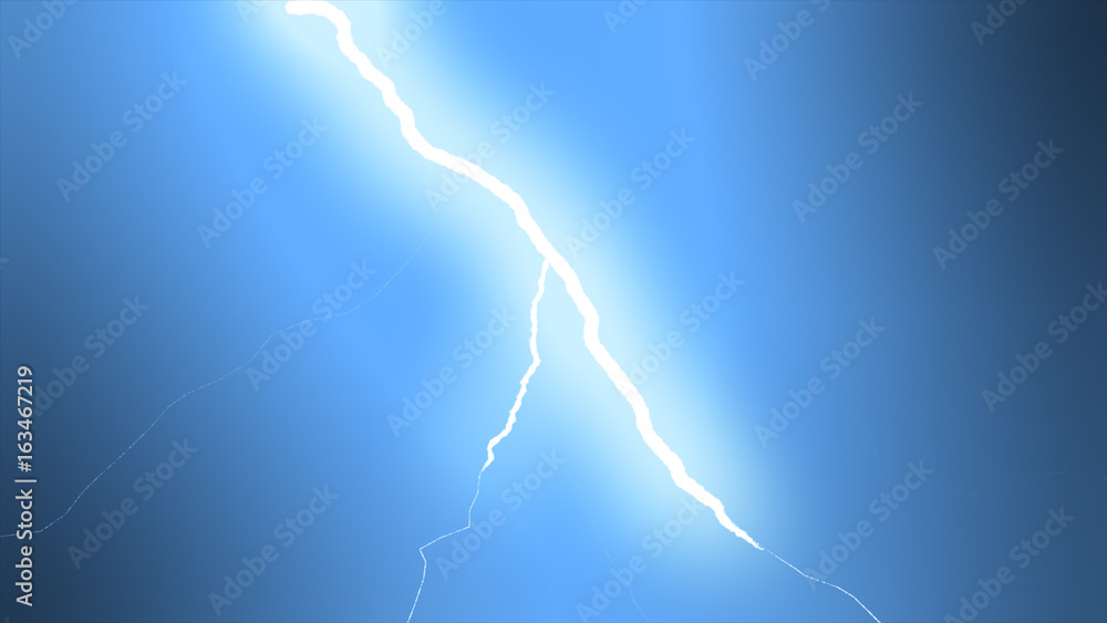 Several lightning strikes over black background. Blue. Electrical Storm ...