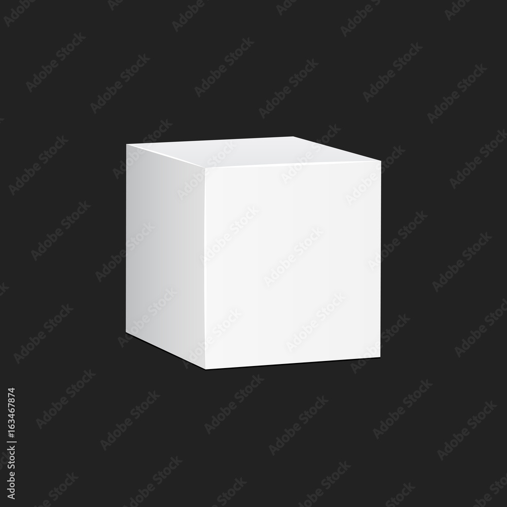 Blank white carton 3d box icon. Box package mockup vector illustration ...