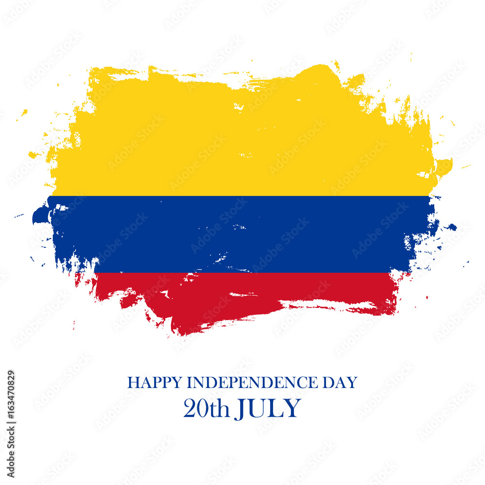 Colombia Happy Independence Day, 20 july greeting card with brush ...
