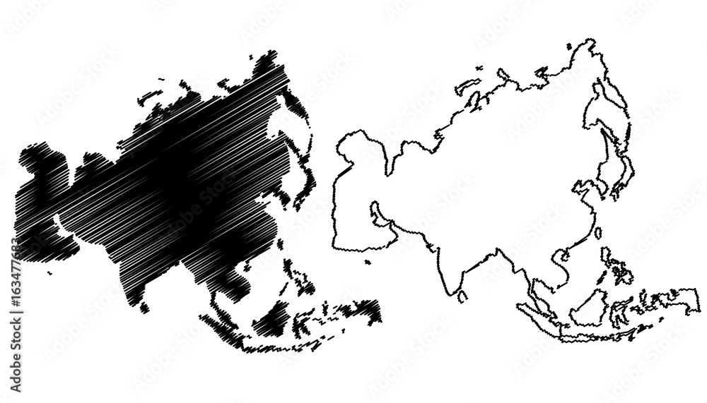 Map of Asia vector illustration, scribble sketch Asia Stock Vector ...