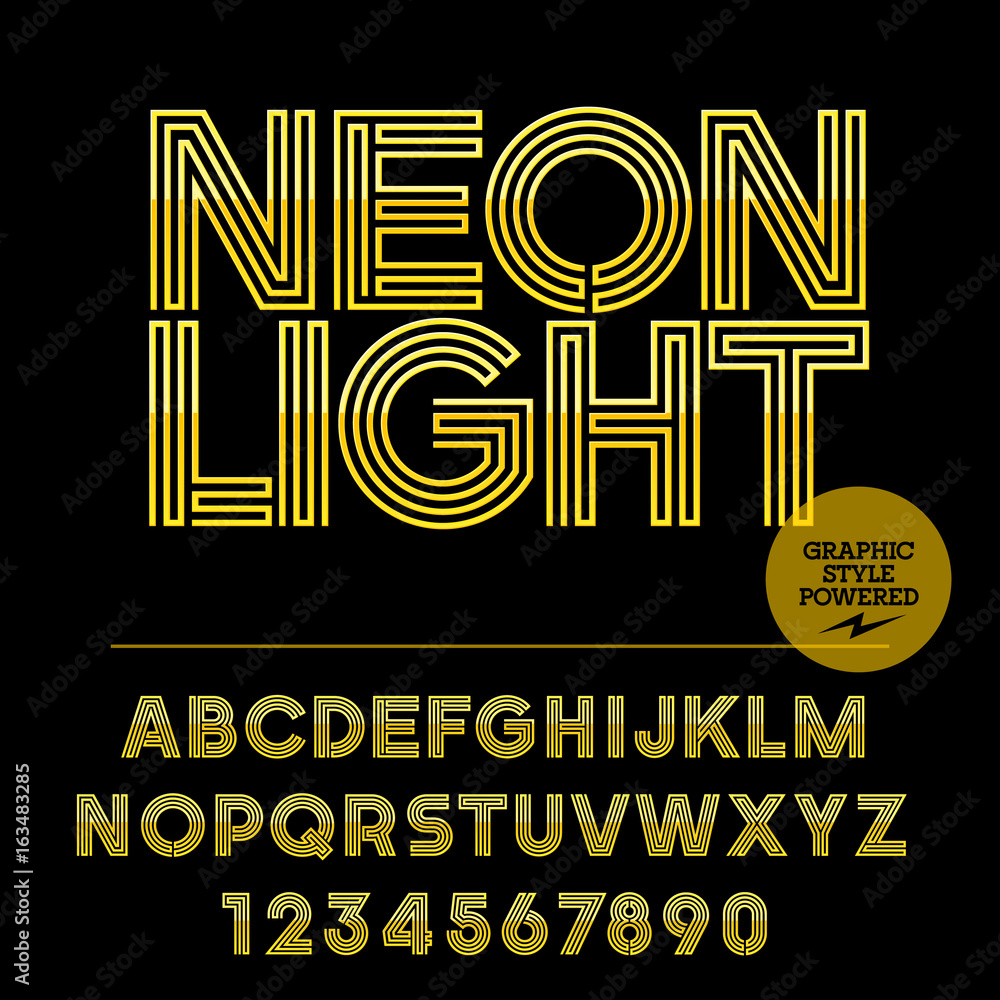 Neon Light Alphabet Vector Font Type Letters Numbers And Punctuation