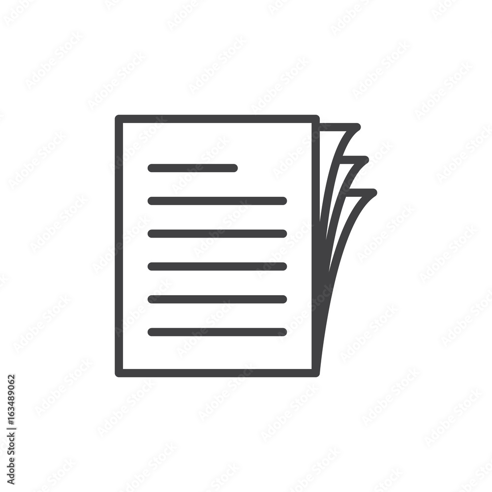 Document papers pile line icon, outline vector sign, linear style ...