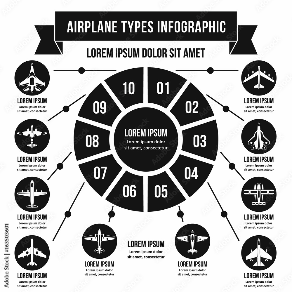 Airplane types infographic concept, simple style Stock Vector | Adobe Stock