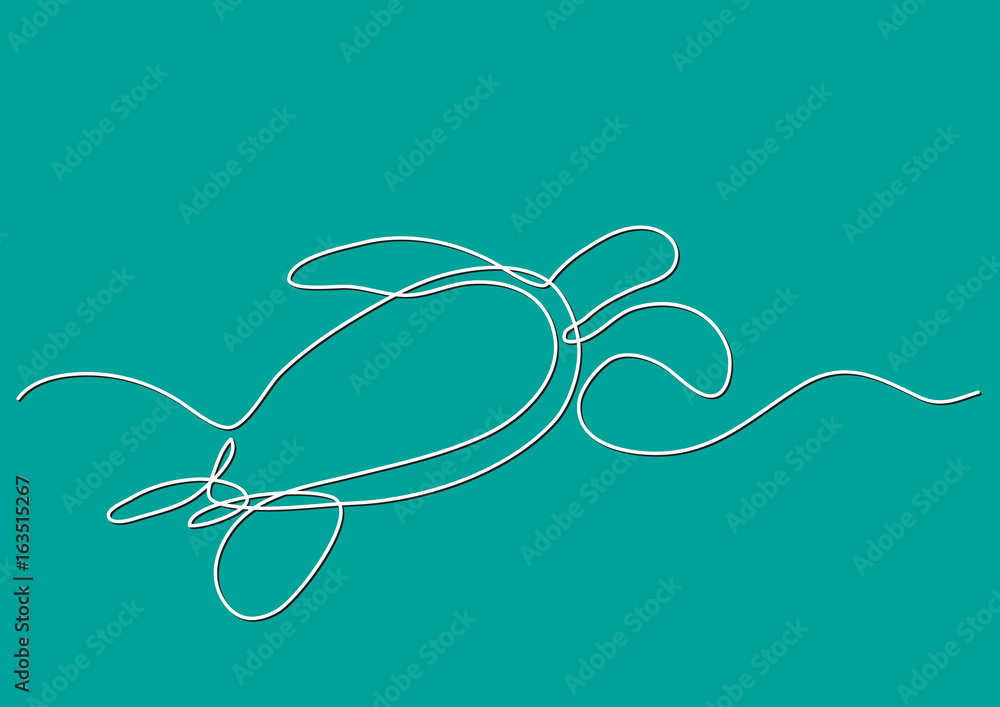 single line drawing of sea turtle swimming Stock Vector | Adobe Stock