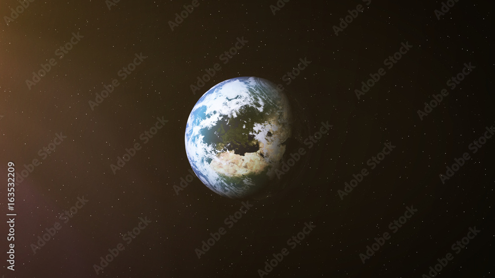 Realistic Earth at Night and Sun Flares around Europe Stock Photo ...