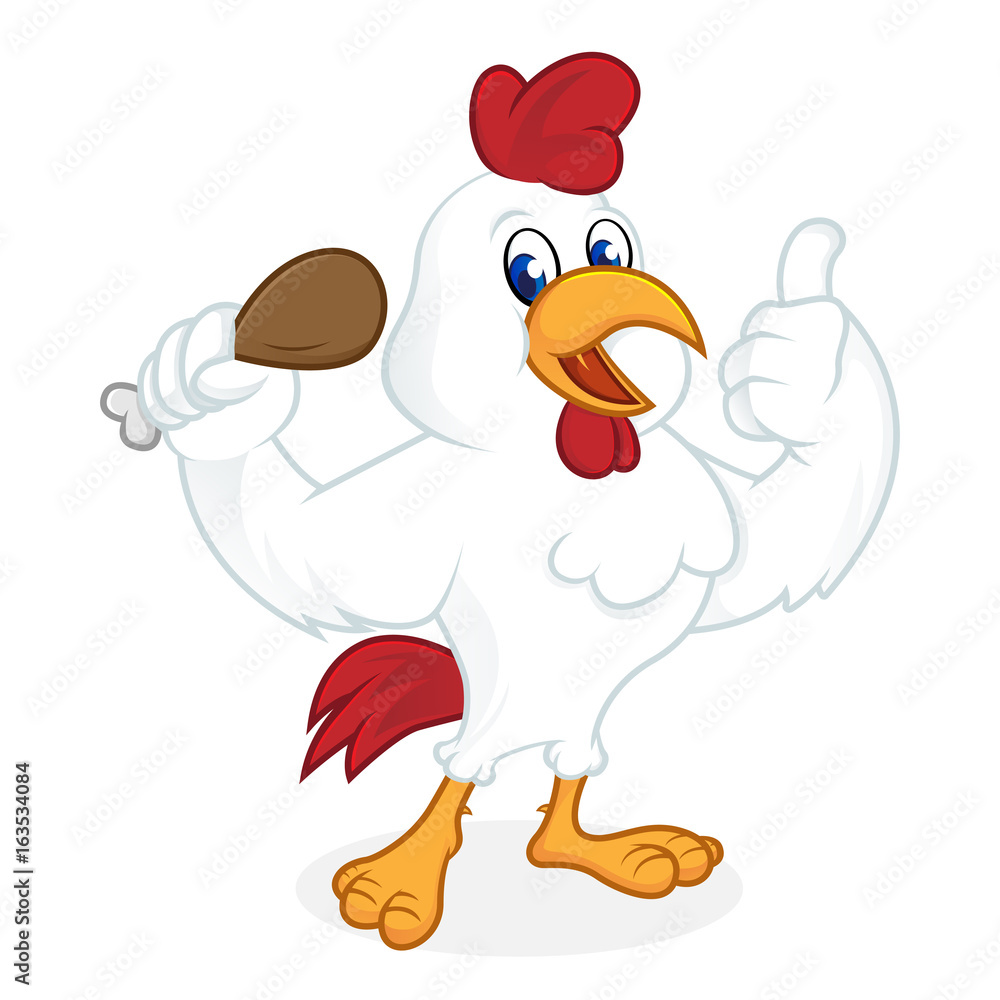 Chicken cartoon holding fried chicken and giving thumb up Stock Vector ...