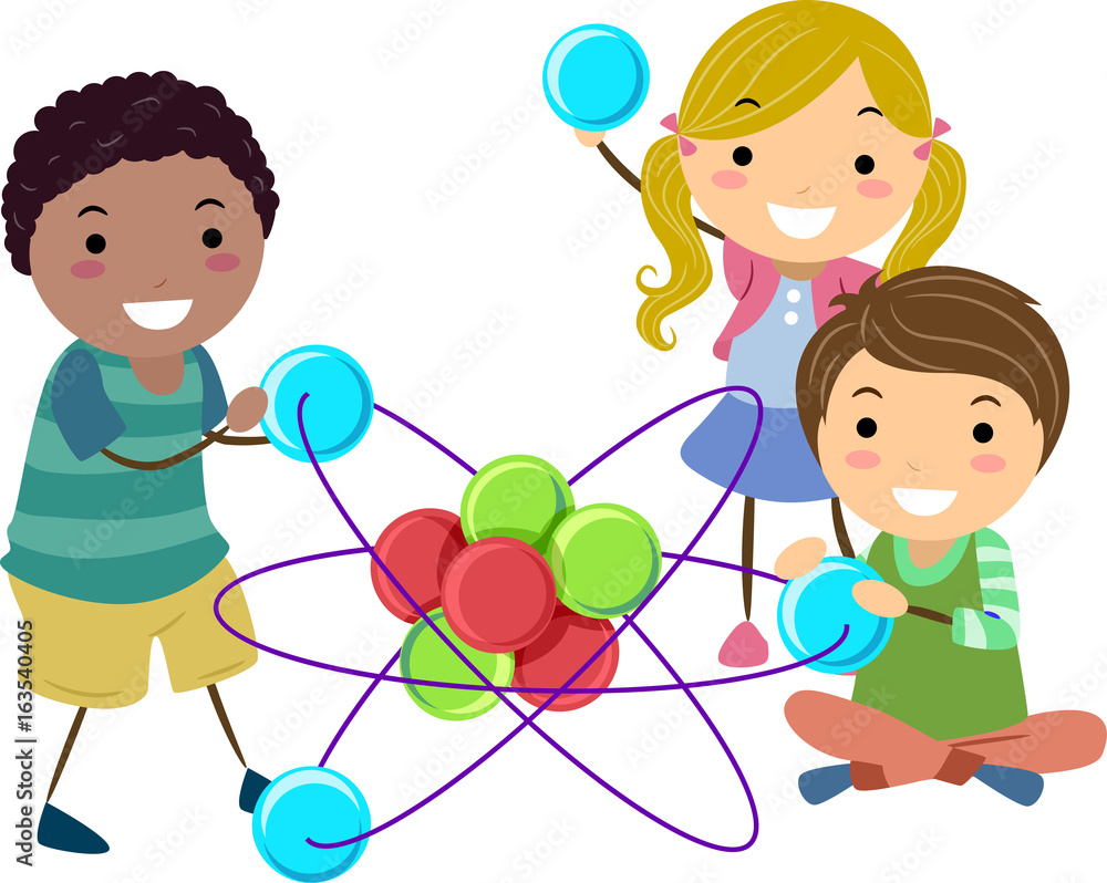 Stickman Kids Atom Toy Illustration Stock Vector | Adobe Stock