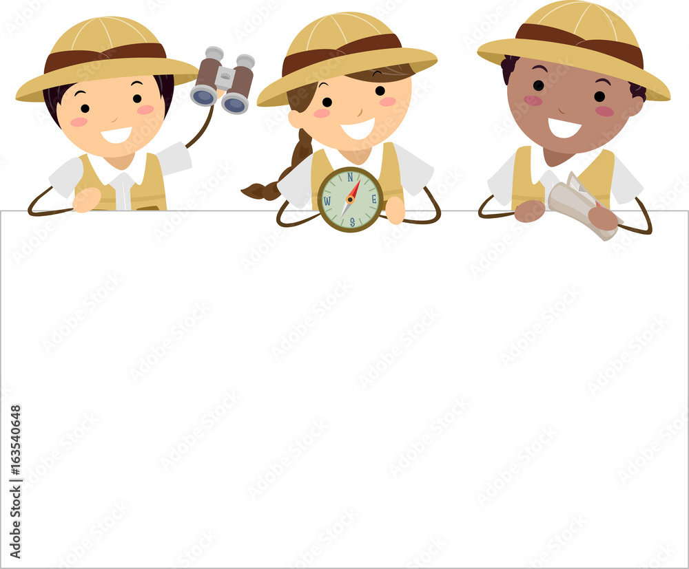 Stickman Kids Explorer Board Illustration Stock Vector | Adobe Stock