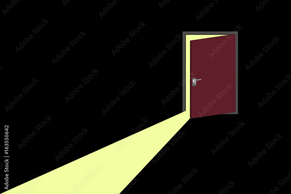 abstract door open and light shade on black room vector minimalist ...