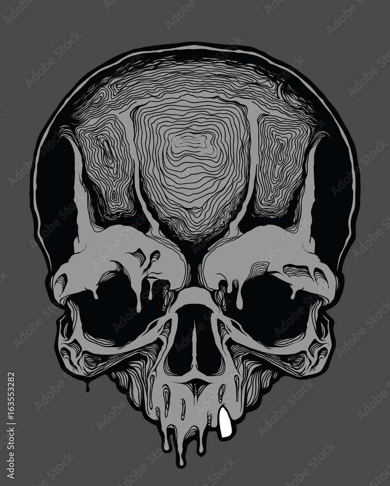 Decorative human skull. Design template for tattoo, print, cover ...