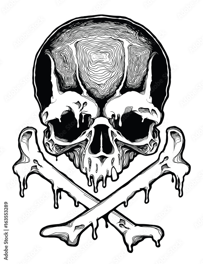 Decorative human skull. Design template for tattoo, print, cover ...