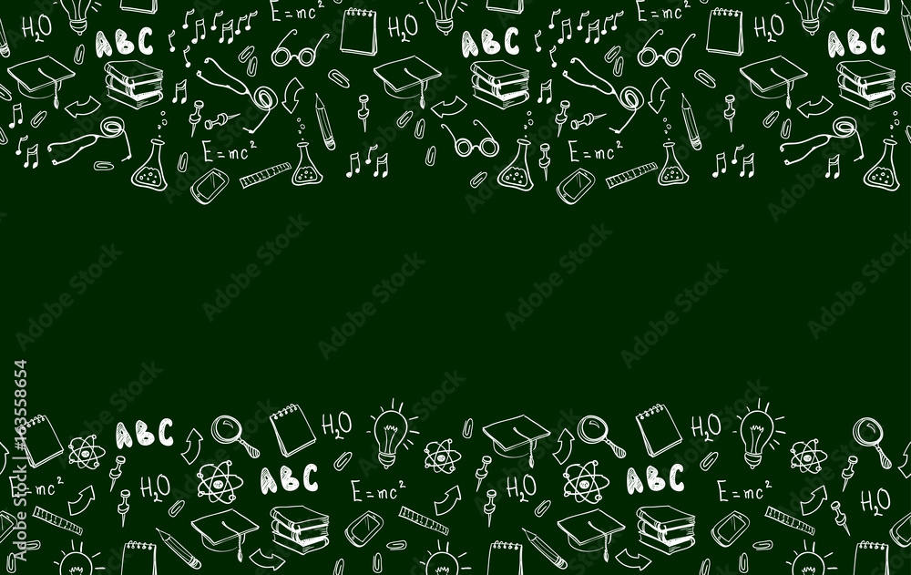 Seamless border with school elements. Back to school. Stock Vector ...