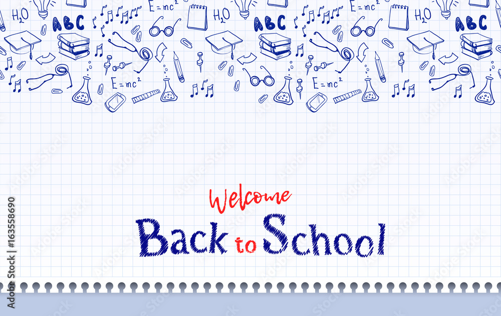 Seamless border with school elements. Back to school. Stock Vector ...