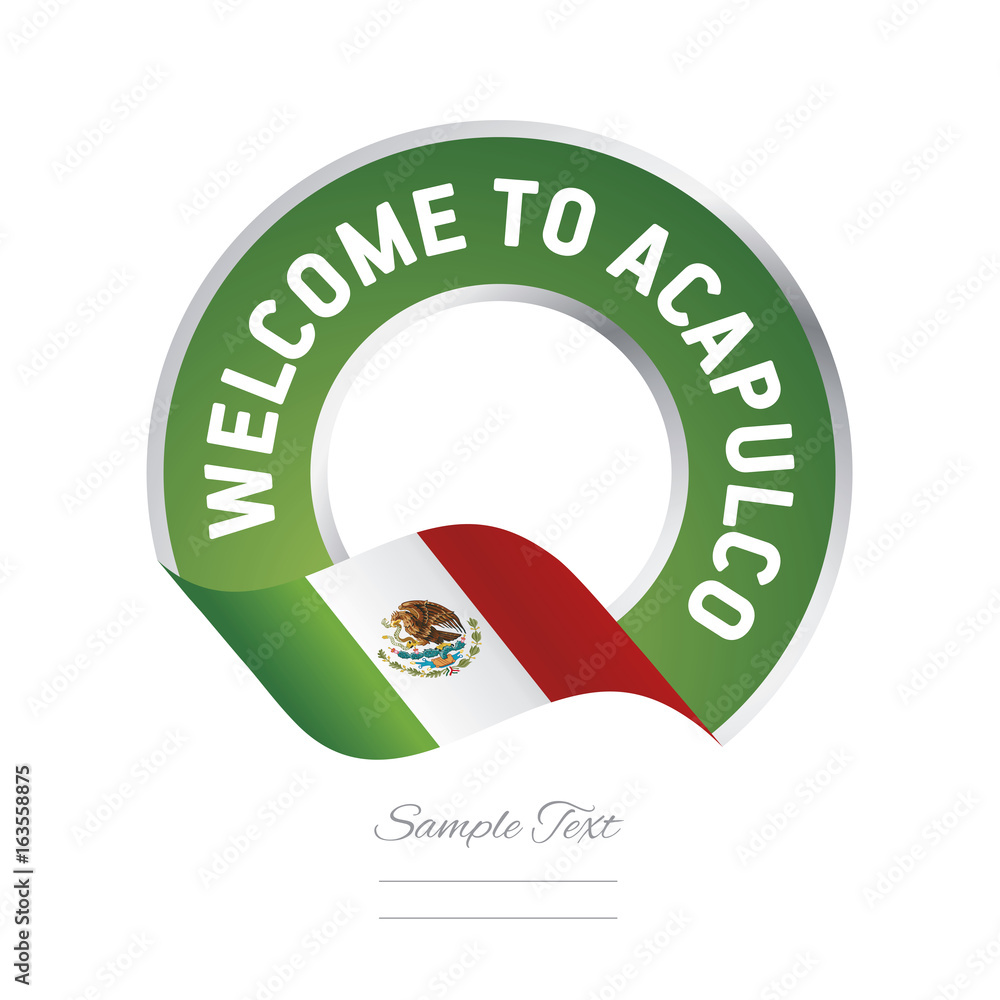 Welcome to Acapulco Mexico flag logo icon Stock Vector | Adobe Stock