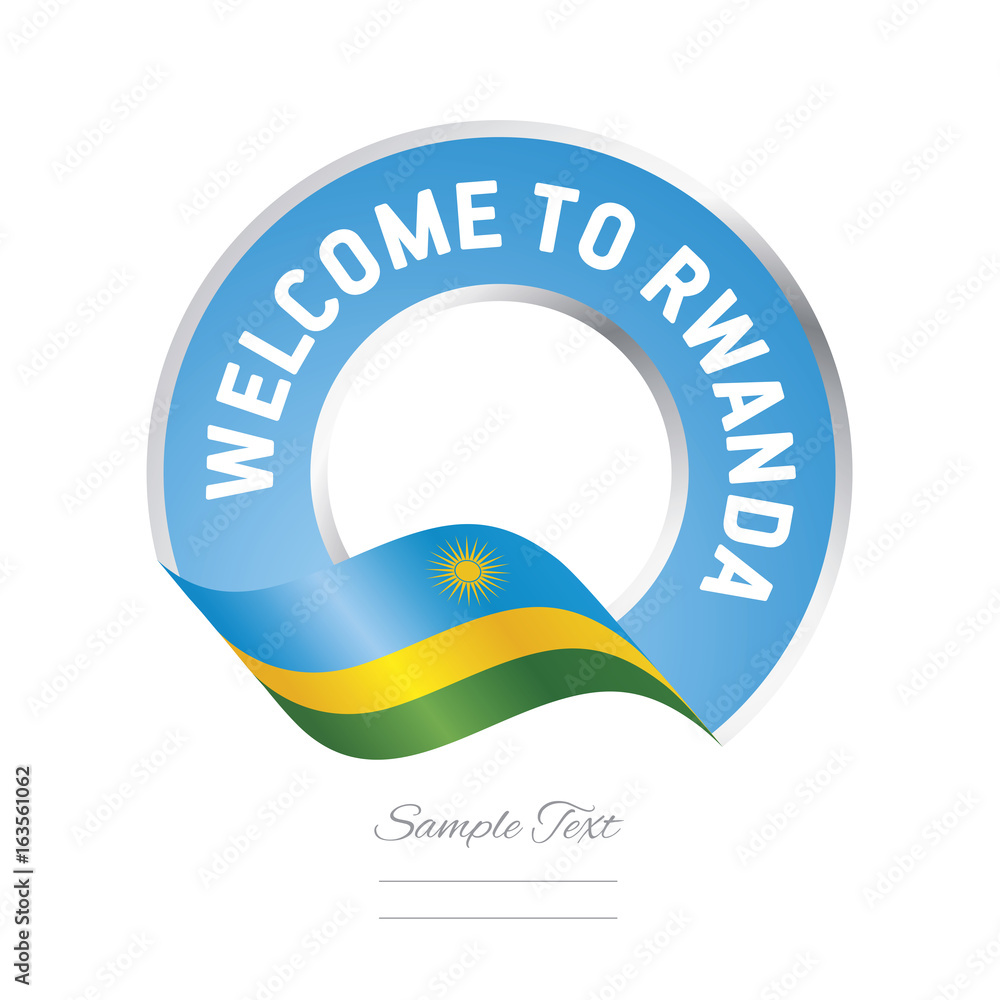 Welcome to Rwanda flag blue label logo icon Stock Vector | Adobe Stock