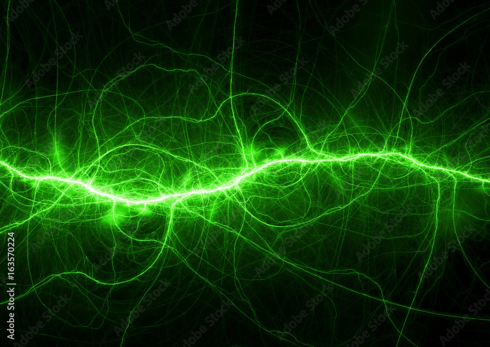 Green energy, lightning electrical plasma background Stock Illustration ...