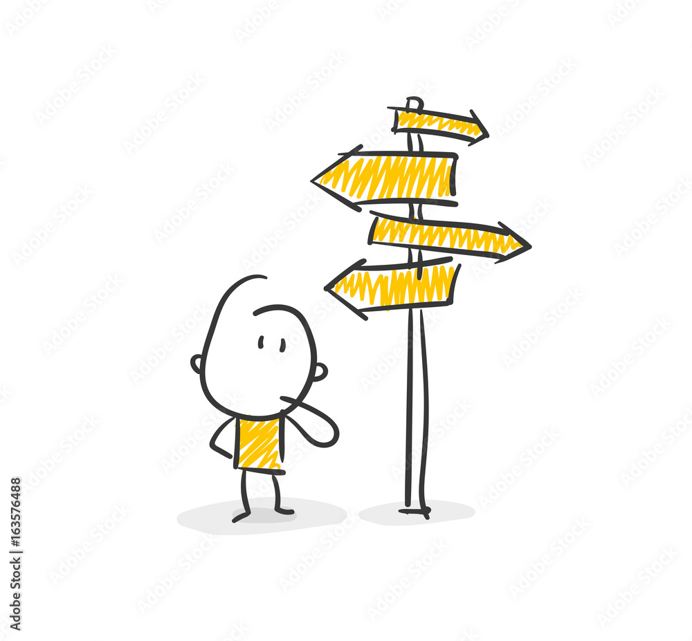 FotoMural Strichfiguren / Strichmännchen: Ratlos, orientierungslos. (Nr ...