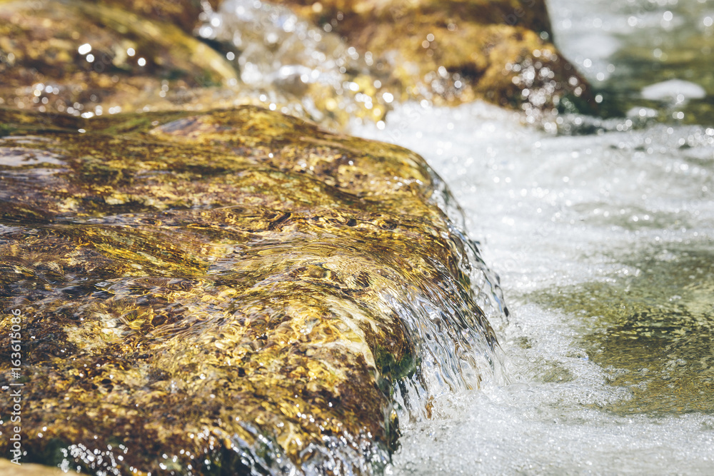 Small waterfall in a torrent, with shallow depth of field Stock Photo ...