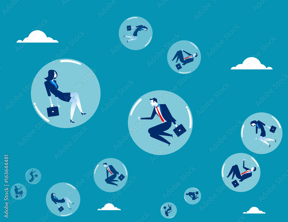 Business people inside of floating and bubbles. Concept business vector ...