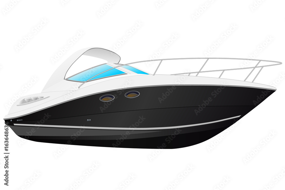 Vector illustration of black modern boat. Stock Vector | Adobe Stock