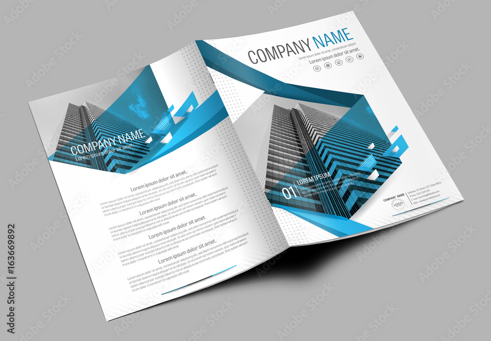 Brochure Cover Layout with Blue Accents 1 Stock Template | Adobe Stock